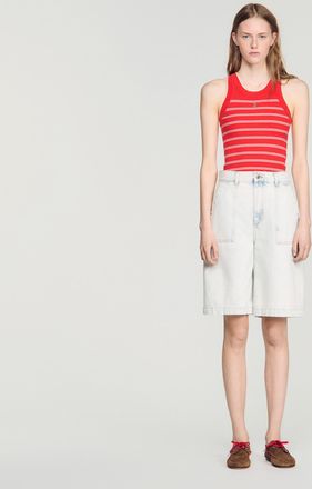 Sandro Bermuda en jean d&eacute;lav&eacute;