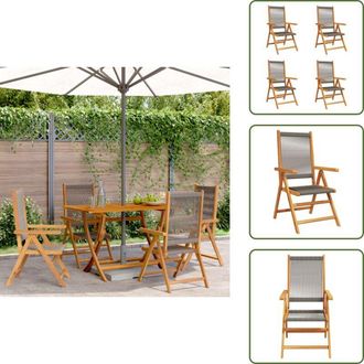 vidaXL Vidaxl - Gartenstuhl Verstellbar 4 Stk. Grau Massivholz Akazie - Gartensessel - Holzsessel - Gartenm&ouml;bel - Esszimmerst&uuml;hle - Lounge Sessel