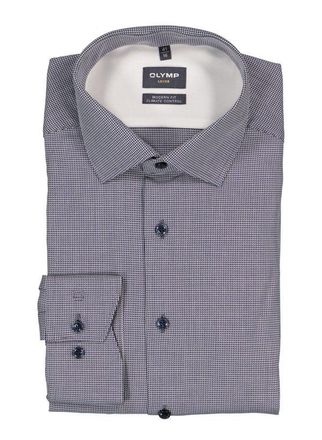 Olymp Herren Hemden blau Baumwoll-Stretch