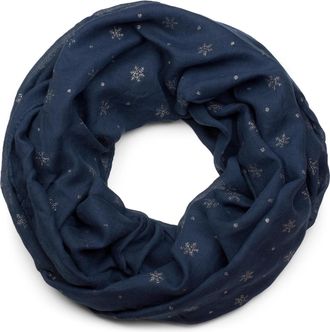 styleBREAKER Schlauchschal Loop mit glitzerndem Schneeflocken Print