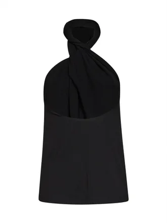 Toteme Womens Halter Top Twisted Jersey Black Viscose Tops