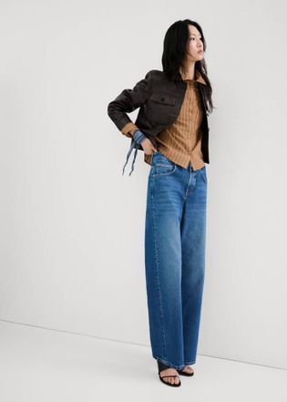 Mango Gestreiftes Hemd mit Strass-Details braun - Damen - XS - MANGO