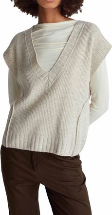 Benetton Damen Maglia Scollo V S/M 126wd4033 Herren Weste, beige, Large