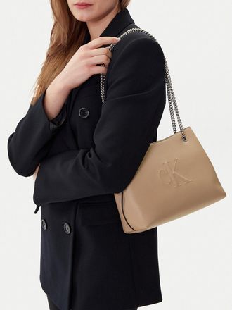 Calvin Klein Jeans Handtasche Calvin Klein Jeans Sculpted Chain Shoulder Bag LV04K3163G Beige