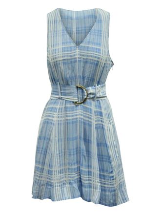 Diane Von F&uuml;rstenberg robe courte ceintur&eacute;e &agrave; carreaux - Bleu