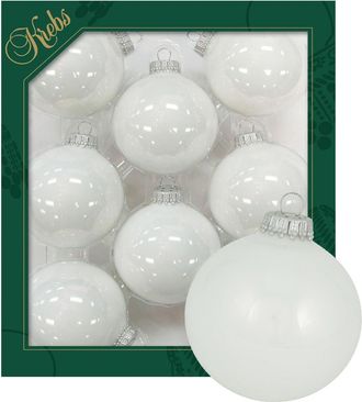 Krebs Glas Lauscha Weihnachtsdekoration/Christbaumschmuck aus Glas - Unifarbende Kugeln - Menge: 8 Stück - Farbe: Porzellanweiß - Größe: ca. 7 cm