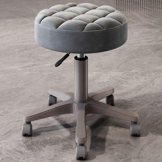 Generic St&uuml;hle, runder Rollhocker aus PU-Leder, drehbar, h&ouml;henverstellbar, B&uuml;rohocker, Barhocker/46 * 46 * (41-53) cm