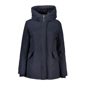Woolrich Kapuzenjacke mit Rei&szlig;verschluss und Kn&ouml;pfen - - Coats - Damen - Blau - XL