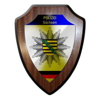 Copytec Wappenschild Polizei Sachsen Wappen Abzeichen Dresden Dienstzeit B&uuml;ro Beamten Hauptkommissar Einheit Thin Blue 23078