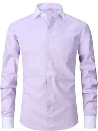 Generic Chemises formelles pour homme en coton boutonn&eacute;, grande taille, chemise d&eacute;contract&eacute;e &agrave; manches longues, coupe droite, t-shirt &agrave; col standard, haut de 