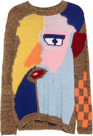 Walter Van Beirendonck pull à imprimé graphique - Marron