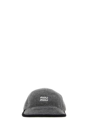 Miu Miu Hat Flannel Baseball Cap - Gray