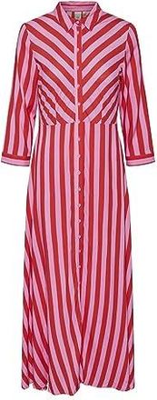 Vero Moda Yassavanna Long Shirt Dress S. Noos Robe, Cyclamen/Rayures : Doux amer, XS Femmes
