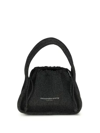 Alexander Wang Womens Handbag Ryan Large Reflective Charcoal Polyester Handbags Hand Bags