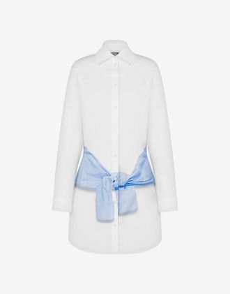 Moschino Robe en popeline de coton imprim&eacute;e - Blanc