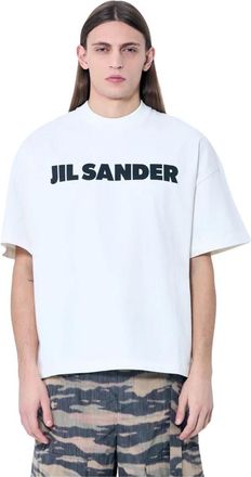 Jil Sander Homme, Tops, Blanc, Taille: XL Logo T-Shirt