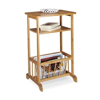 Relaxdays Porte-revues en bambou table dappoint table console porte-magazine bois 2 surfaces HxlxP: 71,5 x 44,5 x 37 cm, nature