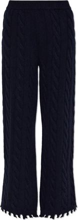 Akep Dekorative Zopfstrick-Wollhose - - Trousers - Damen - Blau - XS