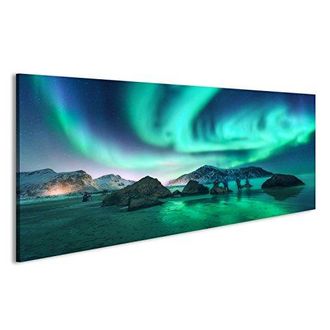 Islandburner Tableau sur toile Aurore bor&eacute;ale verte et photographes. Aurore. Aurores bor&eacute;ales dans les &icirc;les Lofoten, en Norv&egrave;ge. Ci Tableaux, Image, Poster JTX