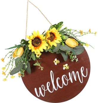 BESPORTBLE Sosoport Sonnenblumenkranz mit Bienenmotiv aus Nat&uuml;rlichem Holz Vielseitiger T&uuml;rkranz zum Aufh&auml;ngen Elegante Fr&uuml;hlings Ganzjahresdekoration f&uuml;r Innen 