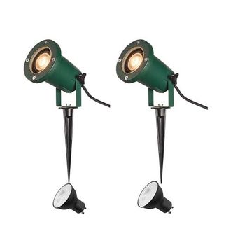 SLV NAUTILUS XL 2er SET | Au&szlig;enlampe f&uuml;r die Beleuchtung von Garten, Terrasse, Wegen, Teich, Aussen-Leuchte | IP65, GU10, 1,5 m Kabel, mit Stecker, gr&uuml;n