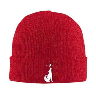 Generic Coyote Hurlant La Lune Femme Homme Skull Cap Doux Bonnet De P&ecirc;cheur Coupe-Vent Bonnets Hiver pour Course &Agrave; Pied Sport Casque Moto