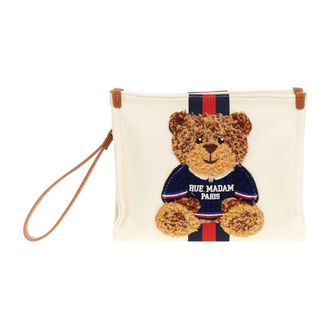 Rue Madam Teddy Clutch Canvas Tasche - - Bags - Damen - Wei&szlig; - ONE SIZE