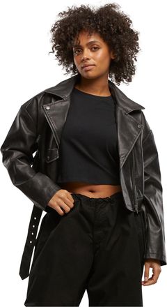 Urban Classics Damen Vintage Leather Jacket, Kunstlederjacke mit verstellbarem G&uuml;rtel, Bikerjacke f&uuml;r Damen, Gr&ouml;&szlig;en XS - 5XL