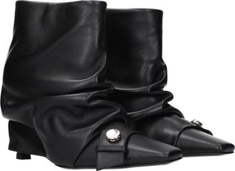 The Attico Leather Ankle Boot - Black