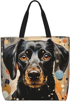 Generic Pois Color&eacute;s Et Chien Sac Fourre-Tout Pliable Sacs Imperm&eacute;able Sac A Main Femme Pour Shopping Plage Travail