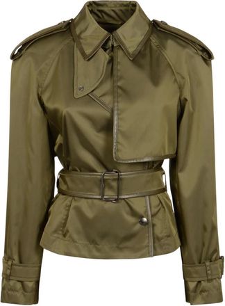 Burberry Femme, Vestes, Vert, Taille: 36 FR Short Trench-coat en m&eacute;lange de nylon