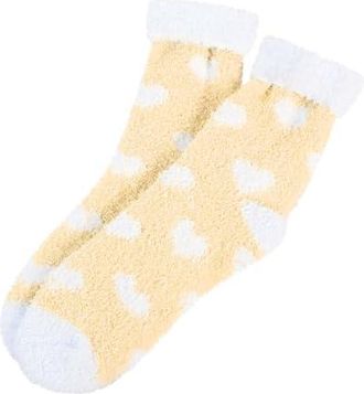 Generic Chaussons en peluche pour femme - Chaudes, pelucheuses et confortables pour femme - Chaussettes chaudes en fourrure avec imprim&eacute; coeur - Chaussettes d
