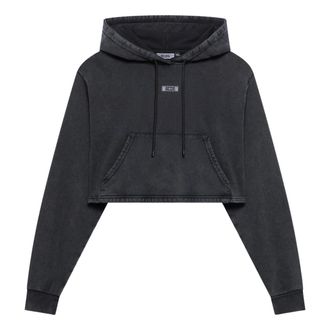 GCDS Stone Washed Crop Hoodie - - Sweatshirts & Hoodies - Damen - Grau - L