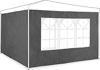 Relaxdays Seitenwände für Pavillon, 2er Set, HxB 2x3 m, Pavillonwand mit Fenster, wasserdicht, Seitenteile, grau