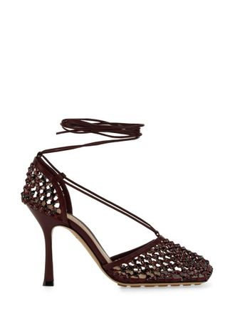 Bottega Veneta Leather-Wrapped Stiletto Sandal - Burgundy