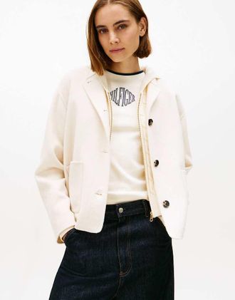 Tommy Hilfiger Bomber double face en laine mélangée - Beige-Neutre