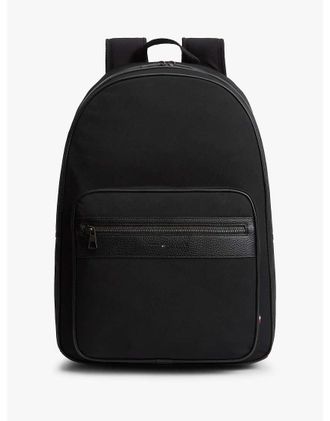 Tommy Hilfiger Abgerundeter Rucksack in Schwarz mit doppeltem Rei&szlig;verschluss und Logo