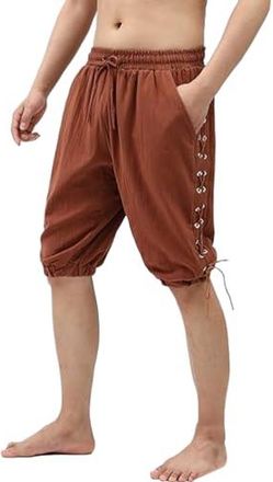 ORANDESIGNE Homme Shorts pour F&ecirc;te Disco avec Cordon de Serrage Court Pantalon avec Poches Bermuda Cargo Pantalon de Renaissance M&eacute;di&eacute;vale Colonial Viking Pirate 