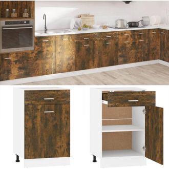 vidaXL Vidaxl - Armoire de plancher &agrave; tiroir Ch&ecirc;ne fum&eacute; 50x46x81,5 cm Bois