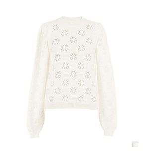 Twinset Geh&auml;kelter Pullover mit Wollmischung - - Knitwear - Damen - Wei&szlig; - XS