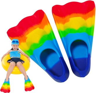 Generic Schwimmflossen F&uuml;r Kinder - Lebendige Silikon-Kleinkindflossen, Geschmeidiges Mini-&Uuml;bungsdesign, Jugendausr&uuml;stung, Gem&uuml;tlicher Lernstil | Verwendung F