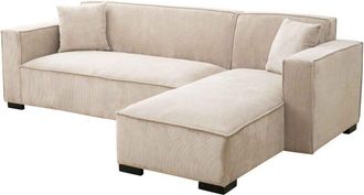 Oviala Oviala - Festes 3-Sitzer-Ecksofa mit Chaiselongue rechts in Ecru