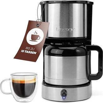 Clatronic Kaffeemaschine mit Thermoskanne für 8-10 Tassen Kaffee (ca. 1,2L) | Filterkaffeemaschine Edelstahl | doppelwandige Thermoskanne | kein Temperaturverlu