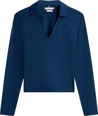 Tommy Hilfiger Femme, Tops, Bleu, Taille: 38 FR Modern Cody LS Open Polo