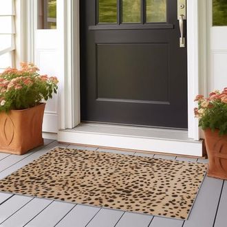 Generic Tapis de Passage Couloir Long Imprim&eacute; l&eacute;opard r&eacute;tro Classique Cuisine Devant Evier Antid&eacute;rapant 60x210 cm Absorbant Tapis d Entree Interieur pour Beig