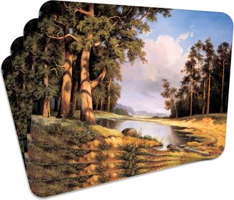 MG Design Set aus 4 Kork-Platzsets - Pines - 30 x 40 cm - hitzebeständig & abwischbar, mit Korkrückseite