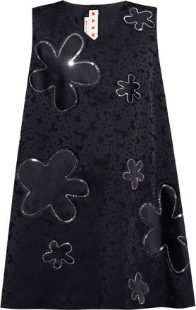 Marni Jacquard-Minikleid mit Blumenmuster - Schwarz