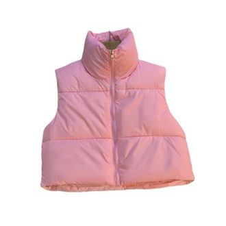 Generic Gilet court sans manches en coton pour femme avec clip cheval pour lautomne et lhiver, rose, XXL