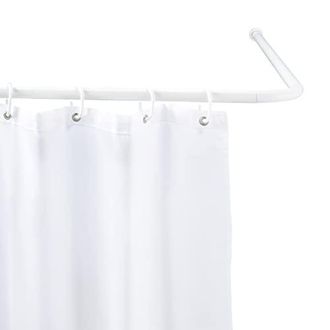 WENKO Winkelduschstange f&uuml;r Badewannen & Duschtassen, 3 Kombinationsm&ouml;glichkeiten, Zum Bohren - inkl. Befestigungsmaterial, Rostfreies Aluminium, Wei&szlig;