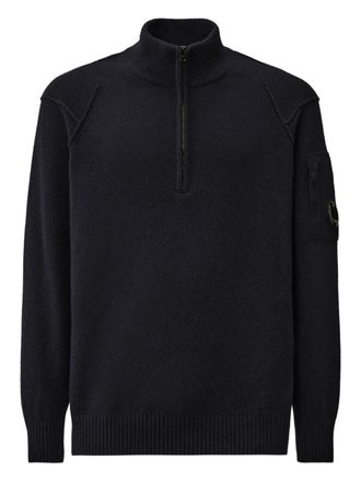 C.P. Company pull à col zippé et détail verre signature - Bleu